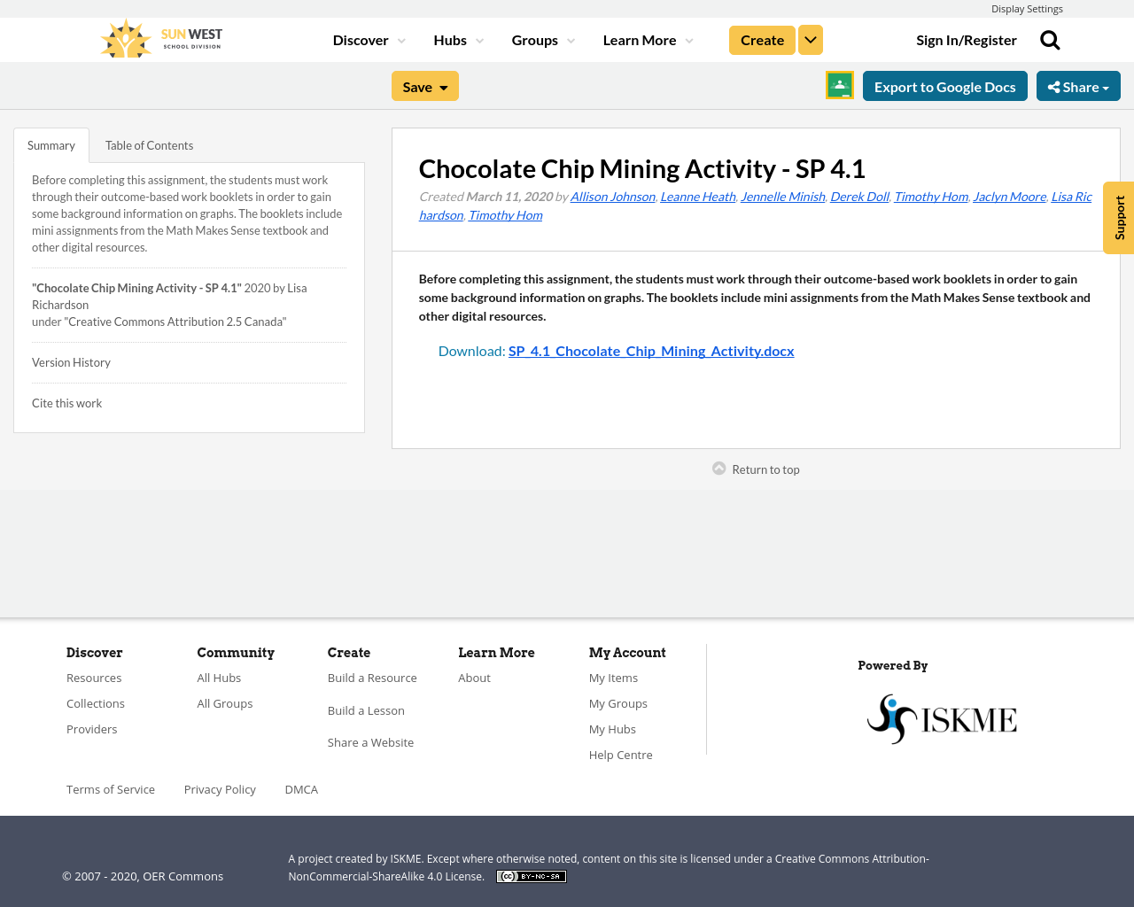 Chocolate Chip Mining Activity - SP 4.1 | Resource Bank