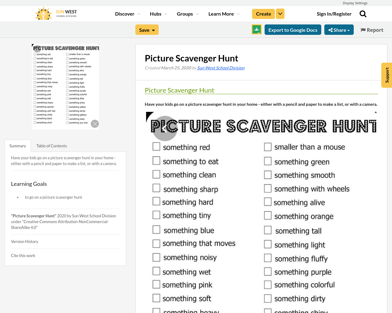 Picture Scavenger Hunt | Resource Bank