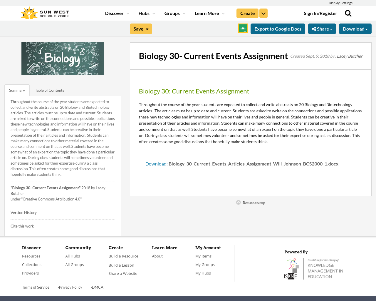 Biology 30- Current Events Assignment | Resource Bank