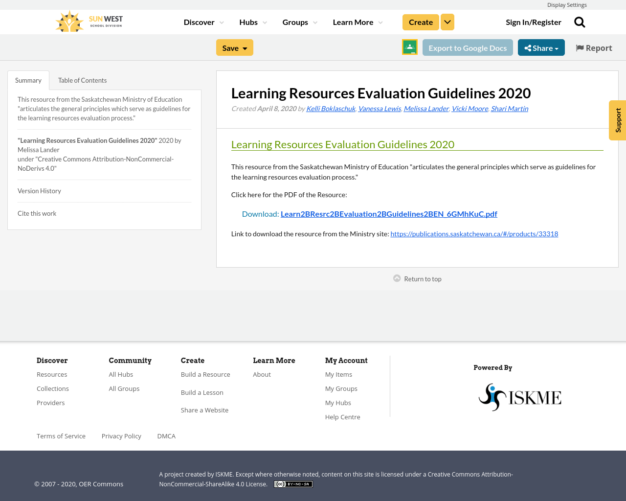 Learning Resources Evaluation Guidelines 2020 | Resource Bank