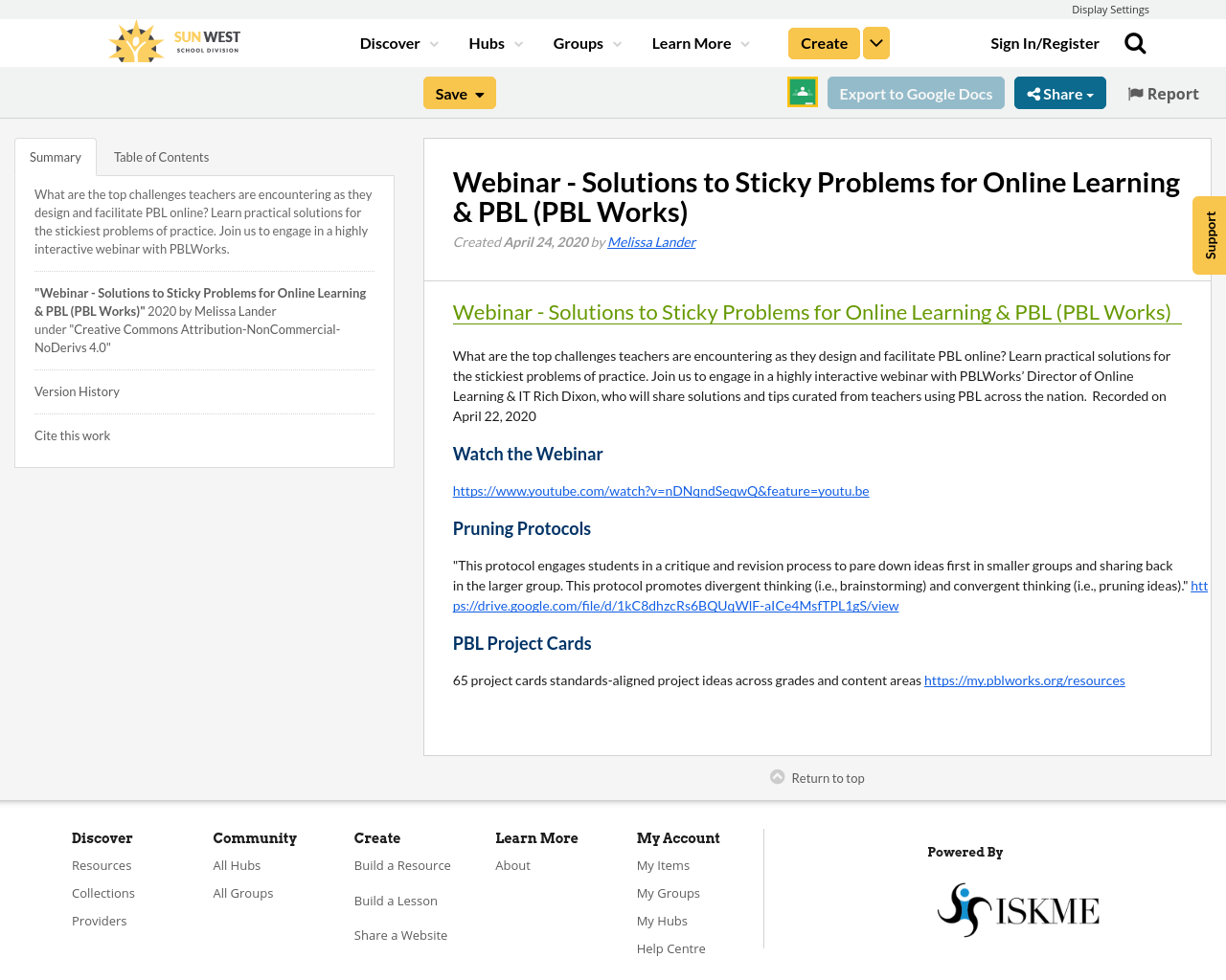 Webinar - Solutions to Sticky Problems for Online Learning & PBL (PBL Works) | Resource Bank