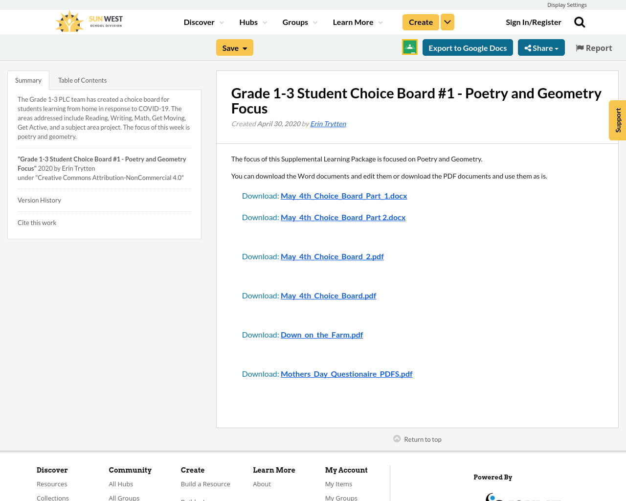 Grade 1-3 Student Choice Boards | Resource Bank