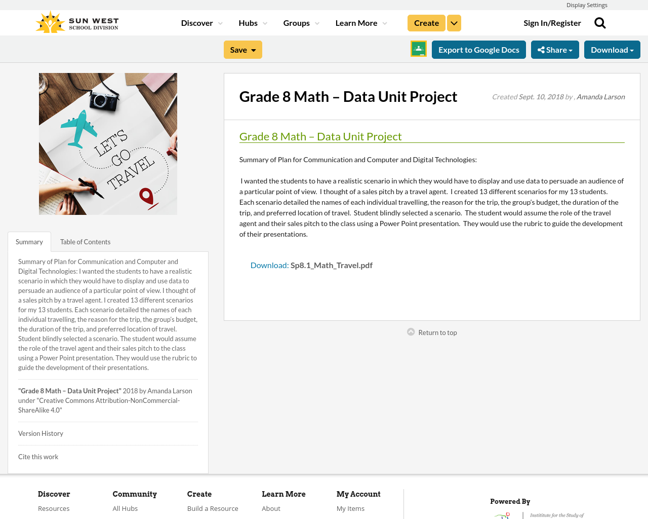 Grade 8 Math – Data Unit Project | Resource Bank
