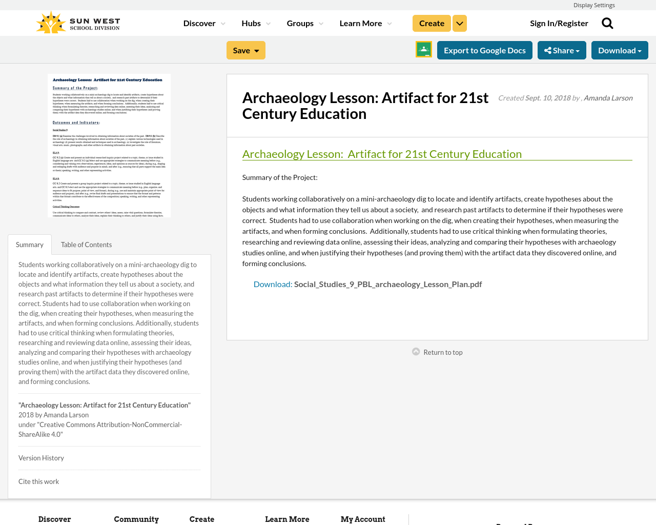 Archaeology Lesson: Artifact for 21st Century Education | Resource Bank