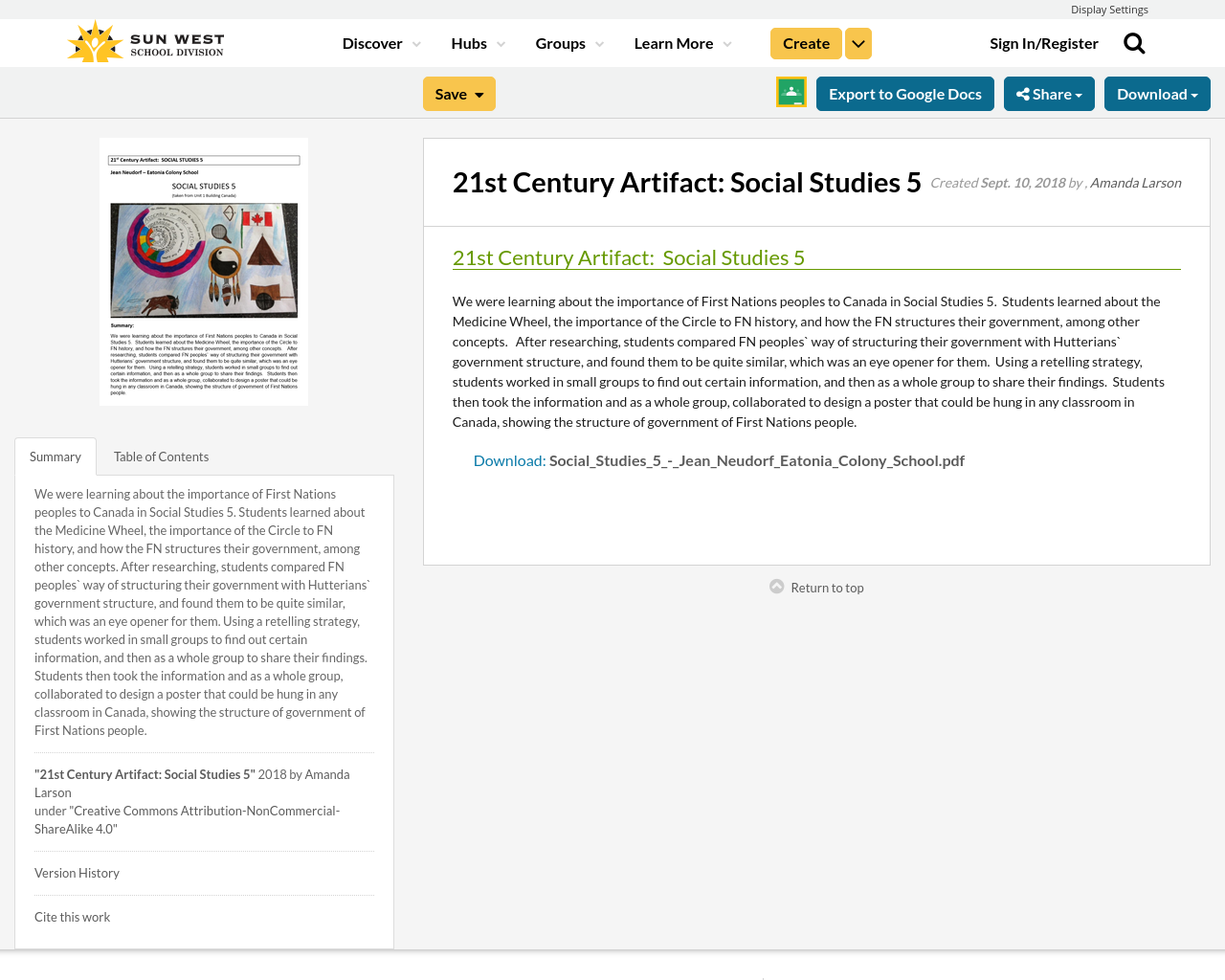 21st Century Artifact: Social Studies 5 | Resource Bank