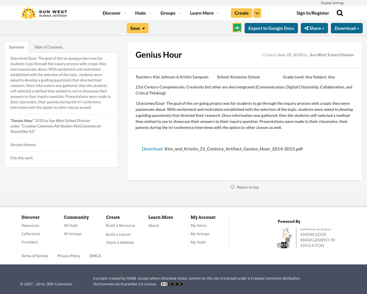 Genius Hour | Resource Bank