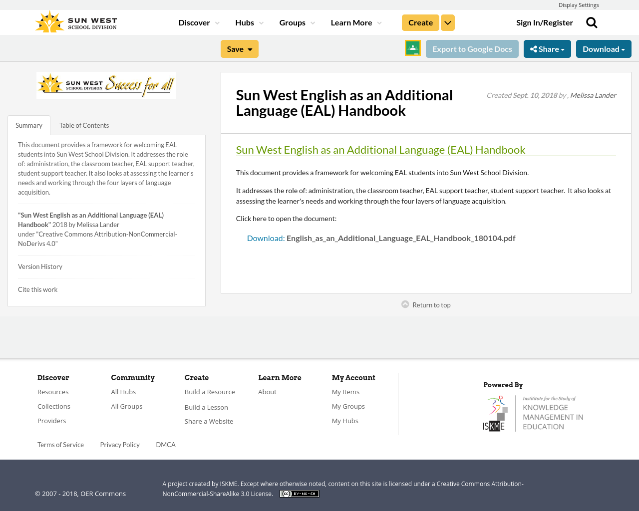 Sun West English as an Additional Language (EAL) Handbook | Resource Bank