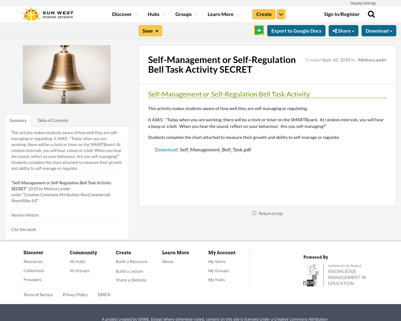 Self-Management or Self-Regulation Bell Task Activity SECRET | Resource ...