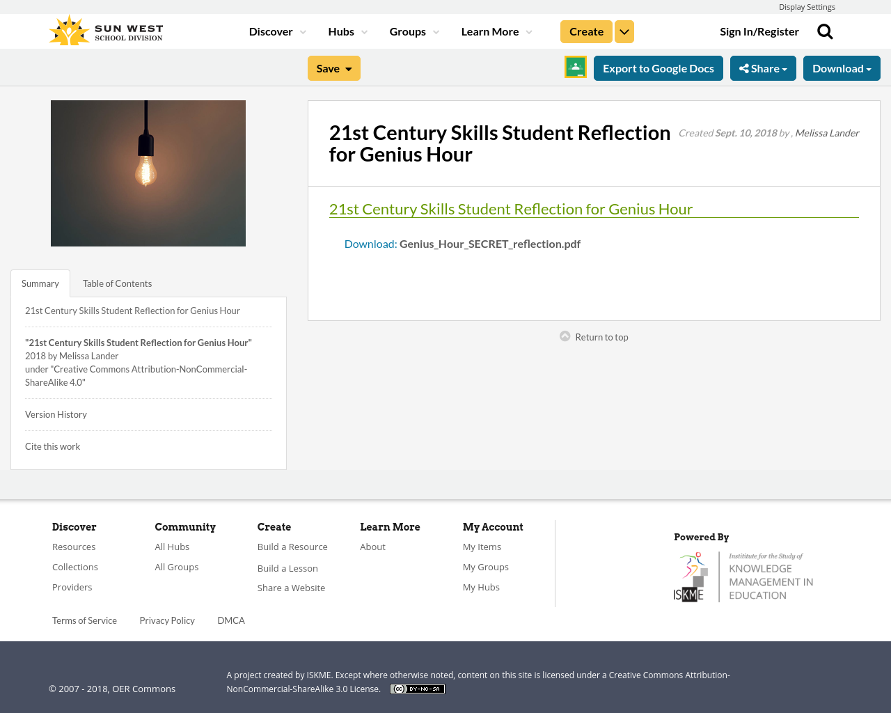 21st Century Skills Student Reflection for Genius Hour | Resource Bank