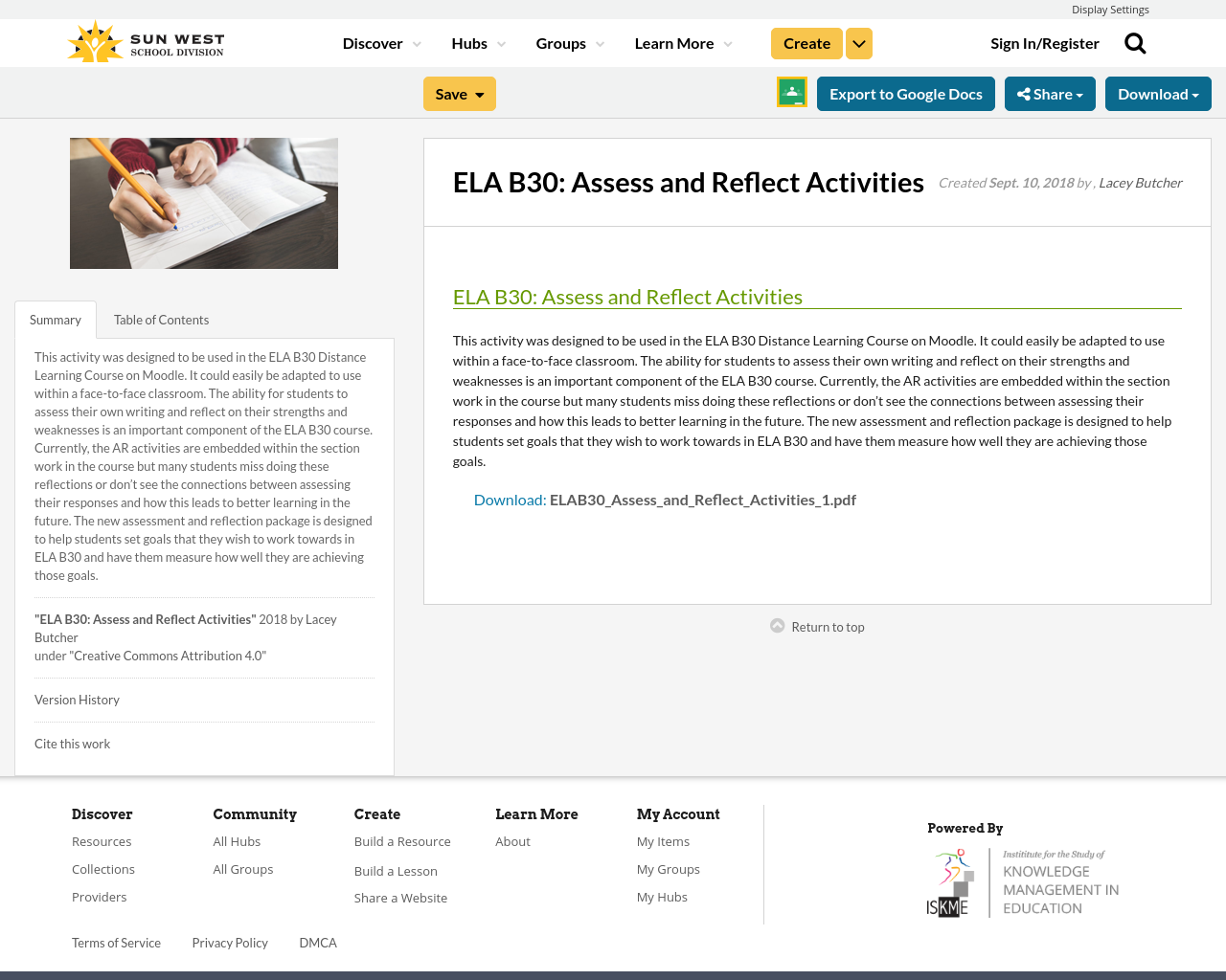 ELA B30: Assess and Reflect Activities | Resource Bank