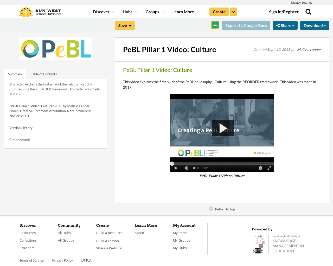 PeBL Pillar 1 Video: Culture | Resource Bank
