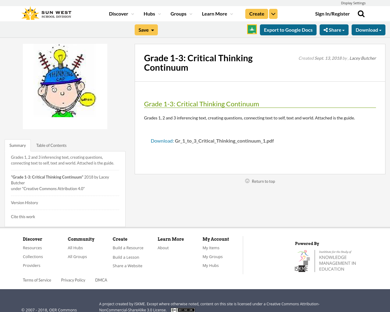 Grade 1-3: Critical Thinking Continuum | Resource Bank