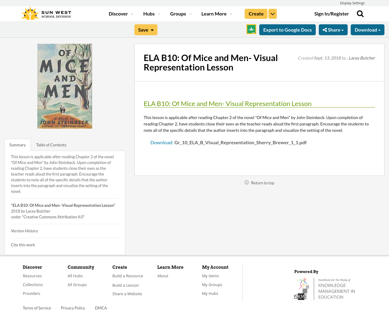 ELA B10: Of Mice and Men- Visual Representation Lesson | Resource Bank