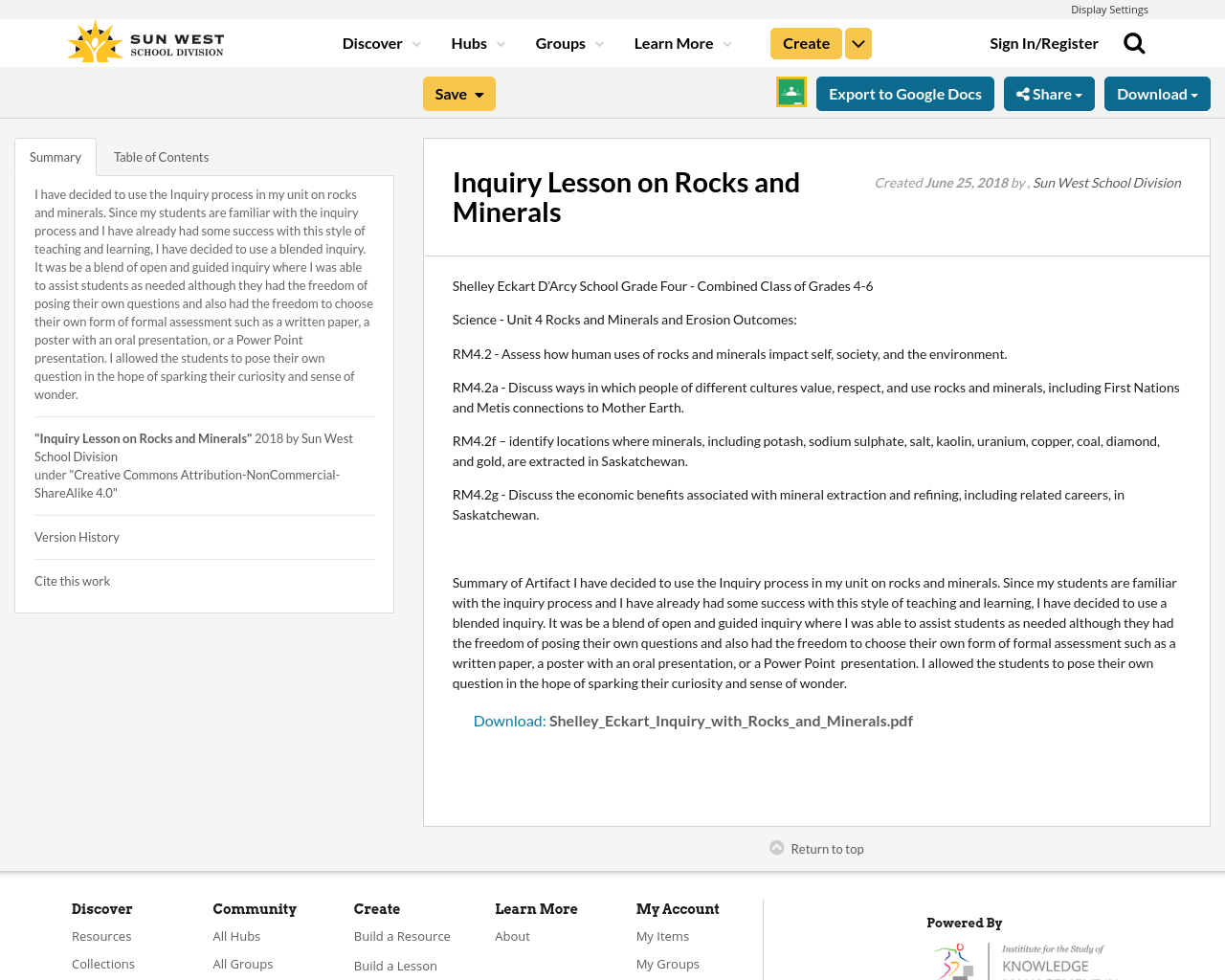 Inquiry Lesson on Rocks and Minerals | Resource Bank