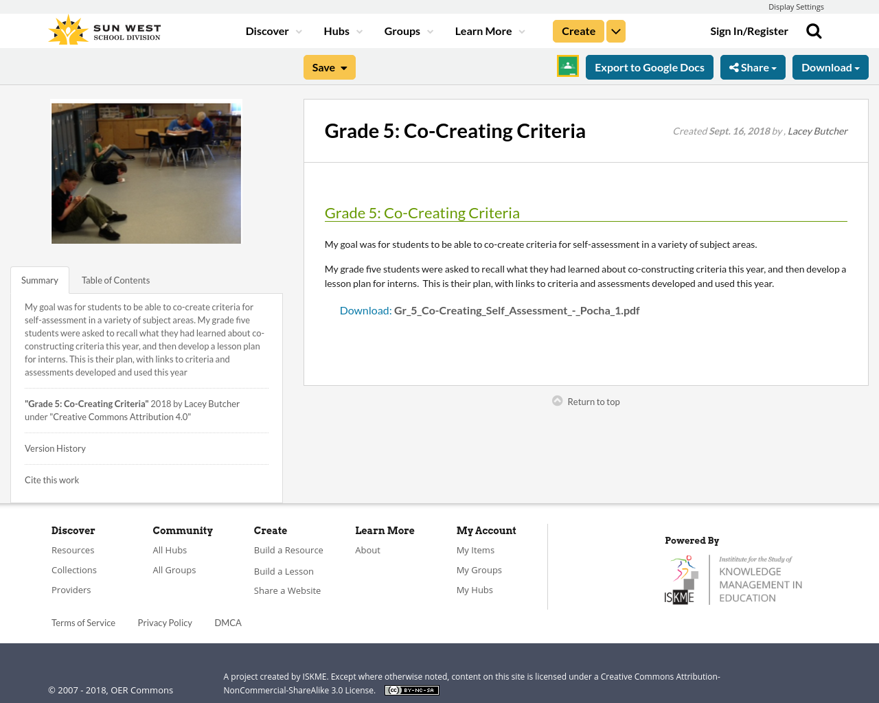 Grade 5: Co-Creating Criteria | Resource Bank