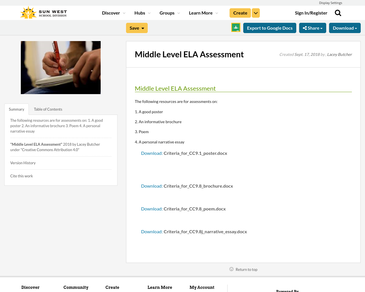 Middle Level ELA Assessment | Resource Bank