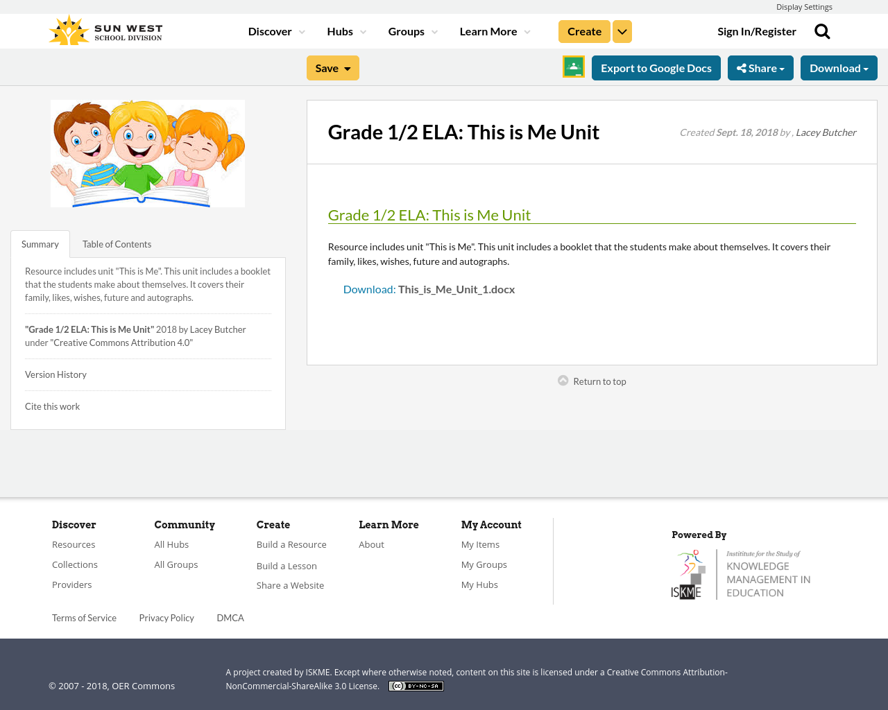 Grade 1/2 ELA: This is Me Unit | Resource Bank