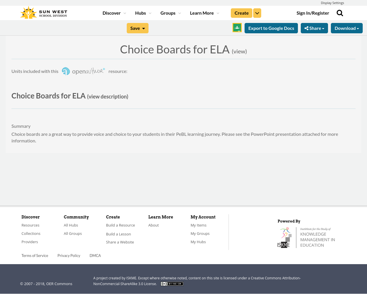 Choice Boards for ELA | Resource Bank