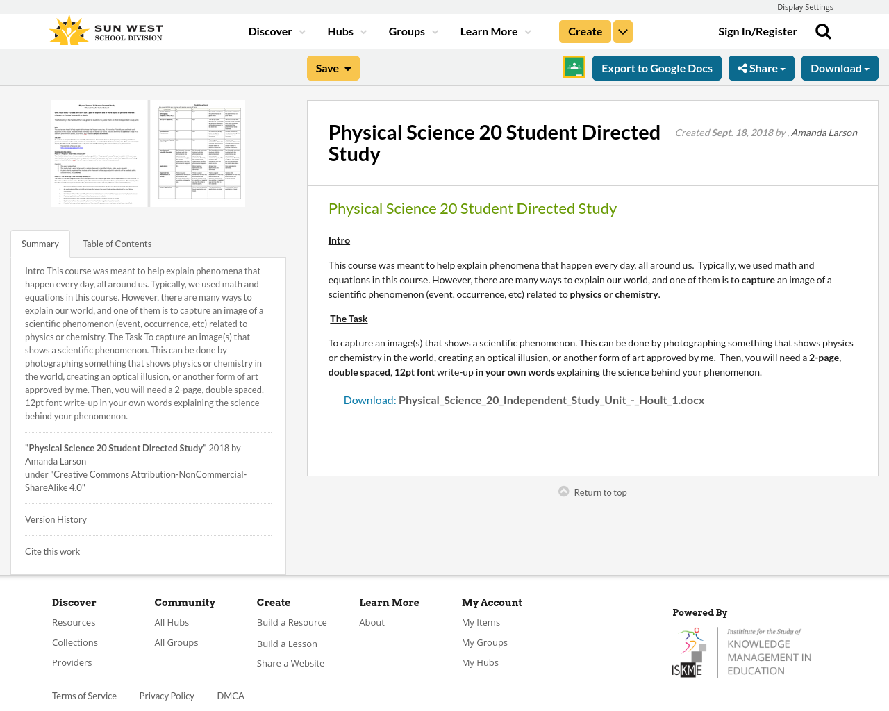 Physical Science 20 Student Directed Study | Resource Bank