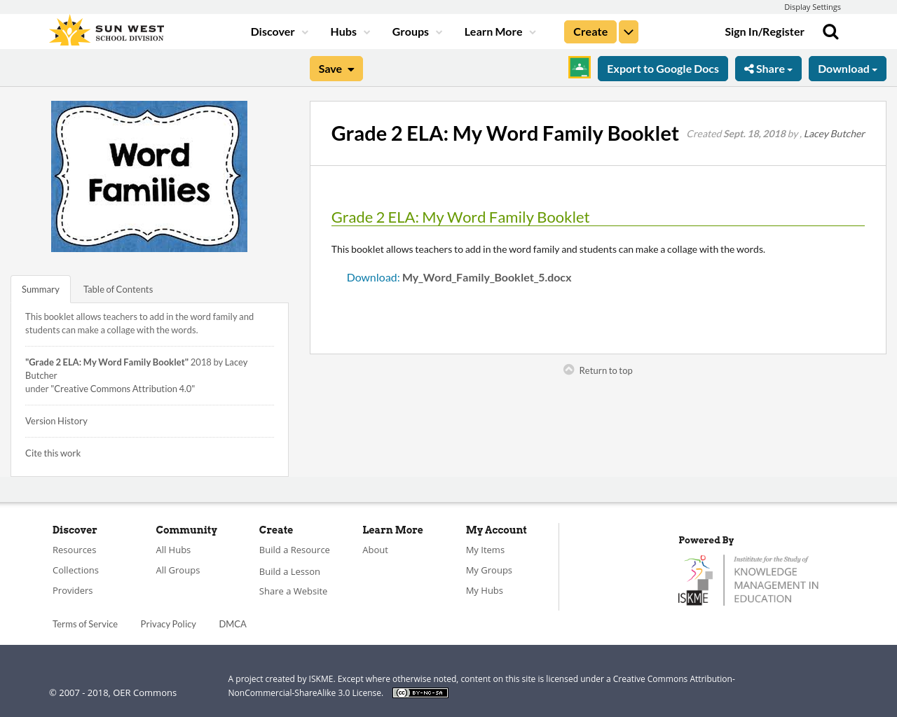 Grade 2 ELA: My Word Family Booklet | Resource Bank