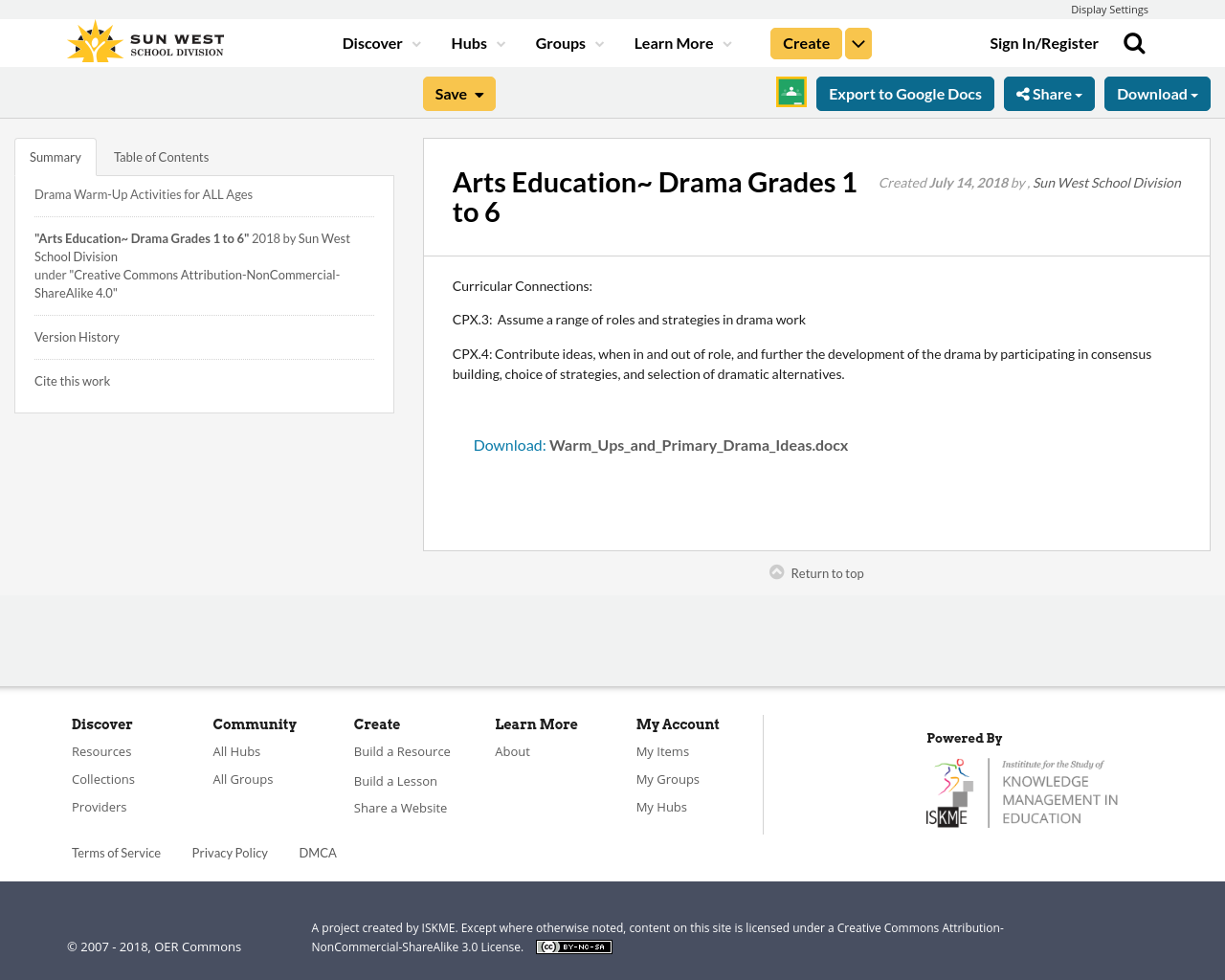 Arts Education~ Drama Grades 1 to 6 | Resource Bank