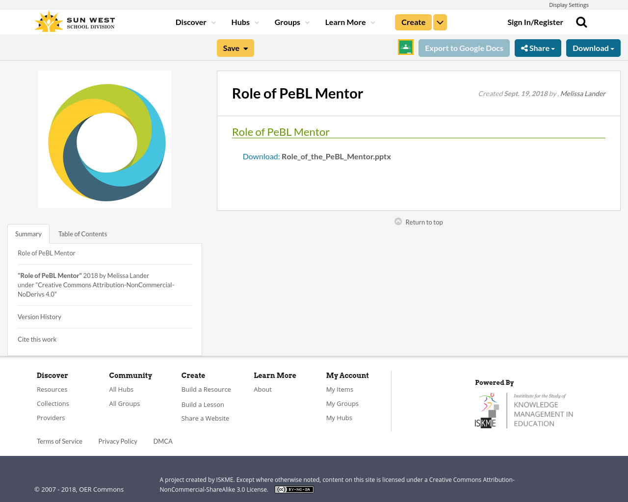 Role of PeBL Mentor | Resource Bank