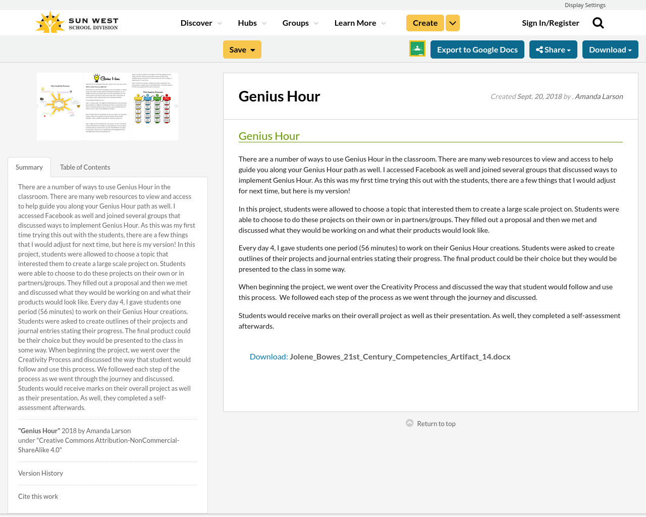 Genius Hour | Resource Bank