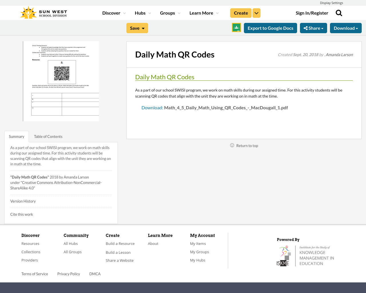 Daily Math QR Codes | Resource Bank