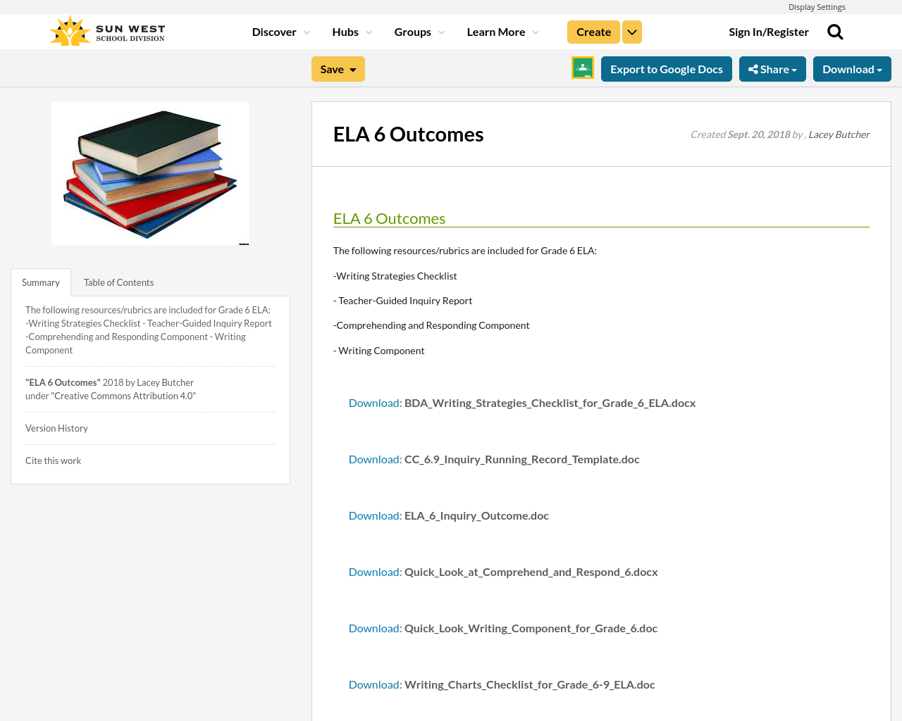 ELA 6 Outcomes | Resource Bank