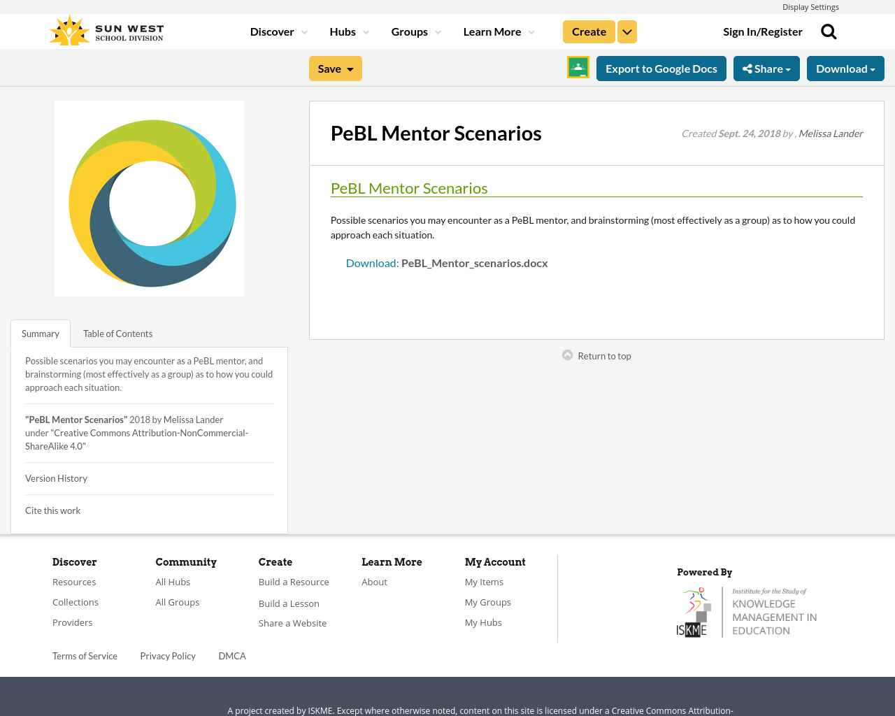 PeBL Mentor Scenarios | Resource Bank