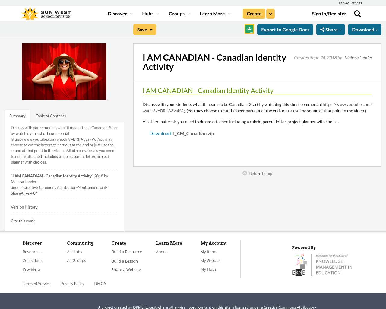I AM CANADIAN - Canadian Identity Activity | Resource Bank