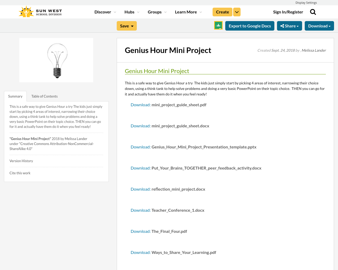 Genius Hour Mini Project | Resource Bank