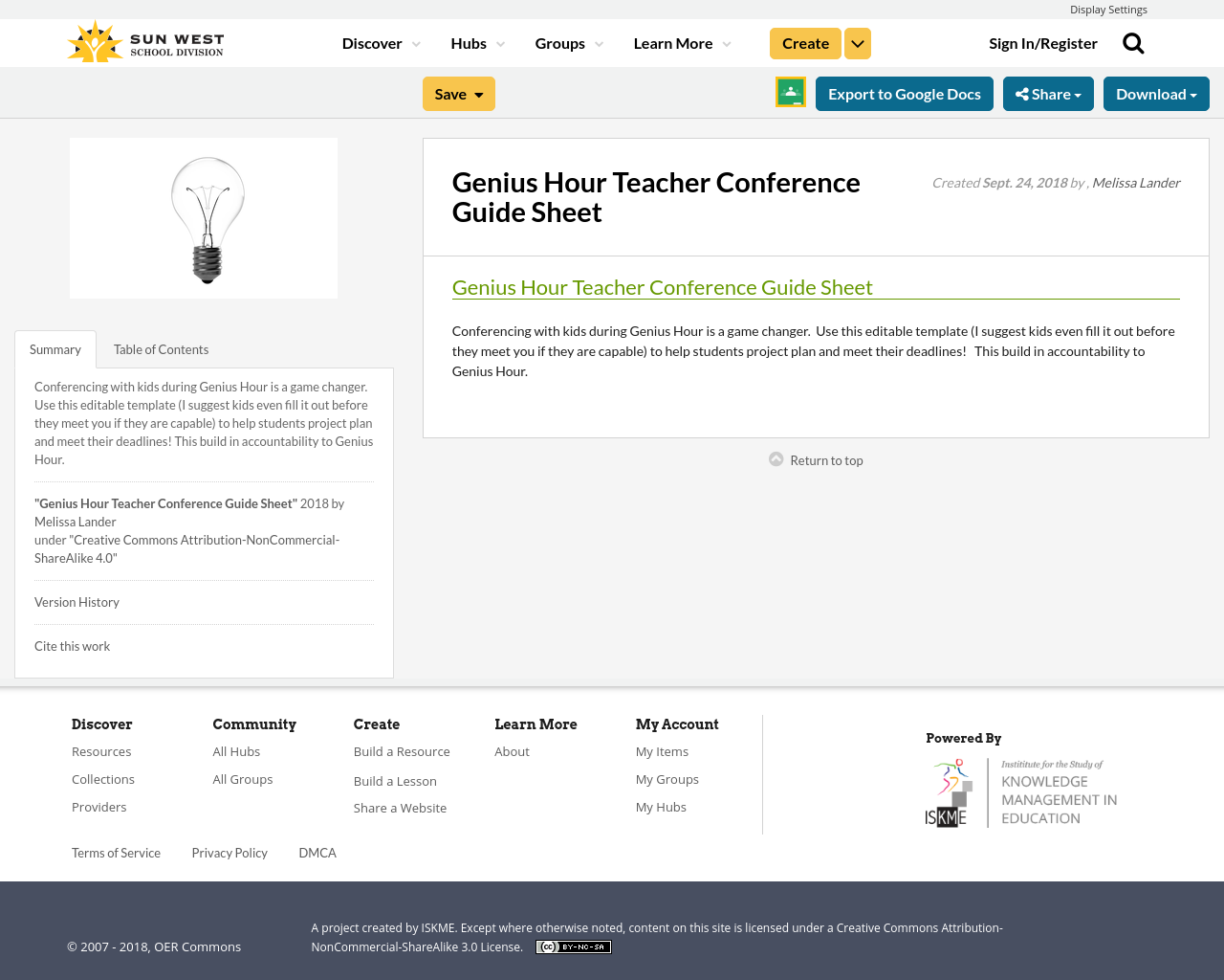 Genius Hour Teacher Conference Guide Sheet | Resource Bank