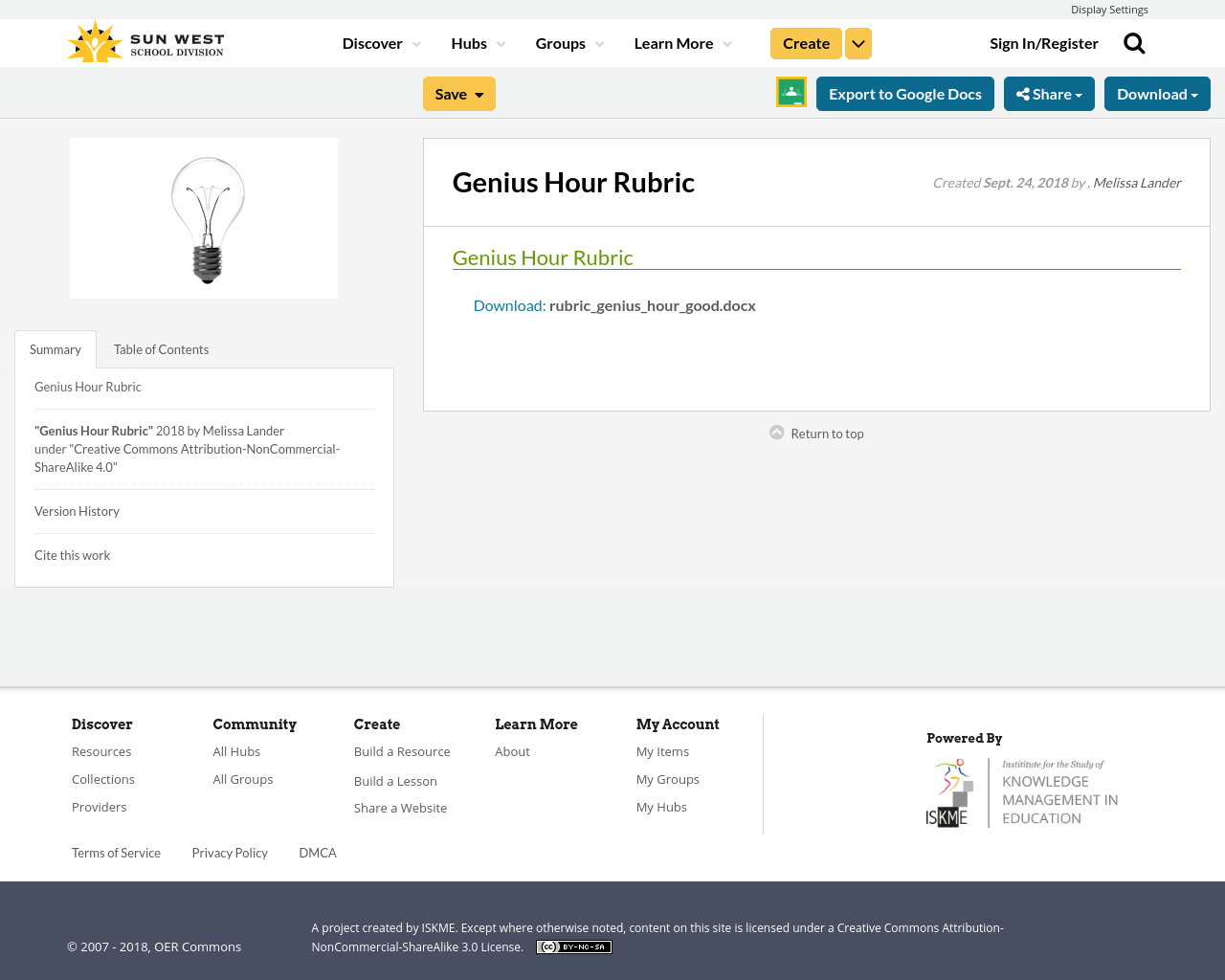 Genius Hour Rubric | Resource Bank