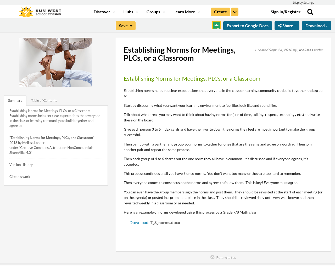Establishing Norms for Meetings, PLCs, or a Classroom | Resource Bank