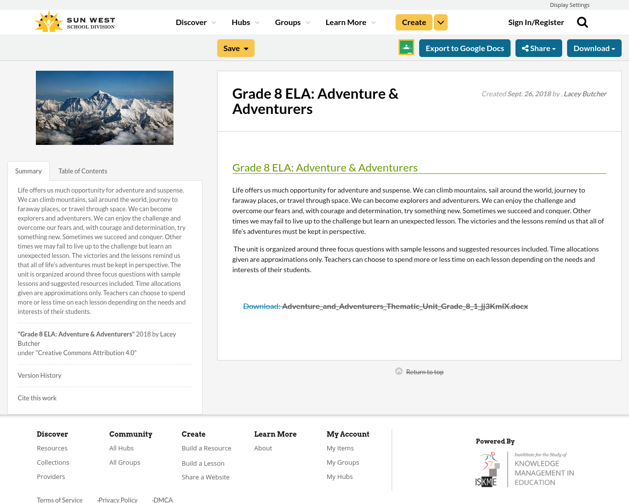 Grade 8 ELA: Adventure & Adventurers | Resource Bank