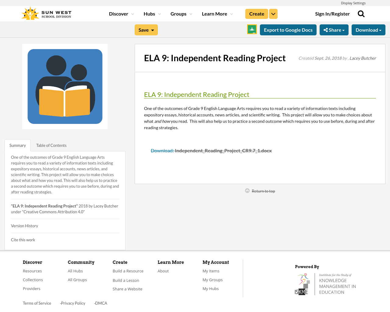 ELA 9: Independent Reading Project | Resource Bank