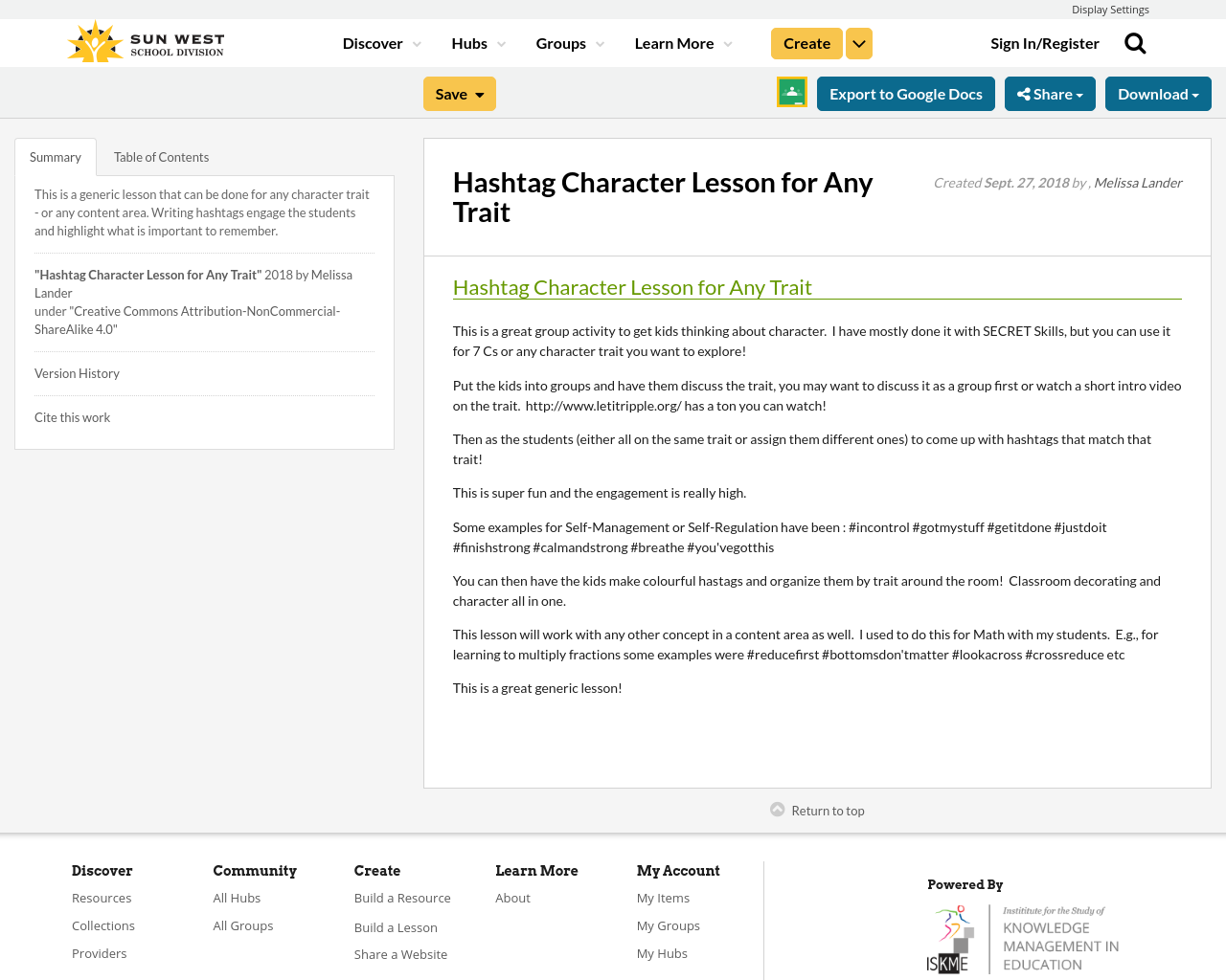Hashtag Character Lesson for Any Trait | Resource Bank
