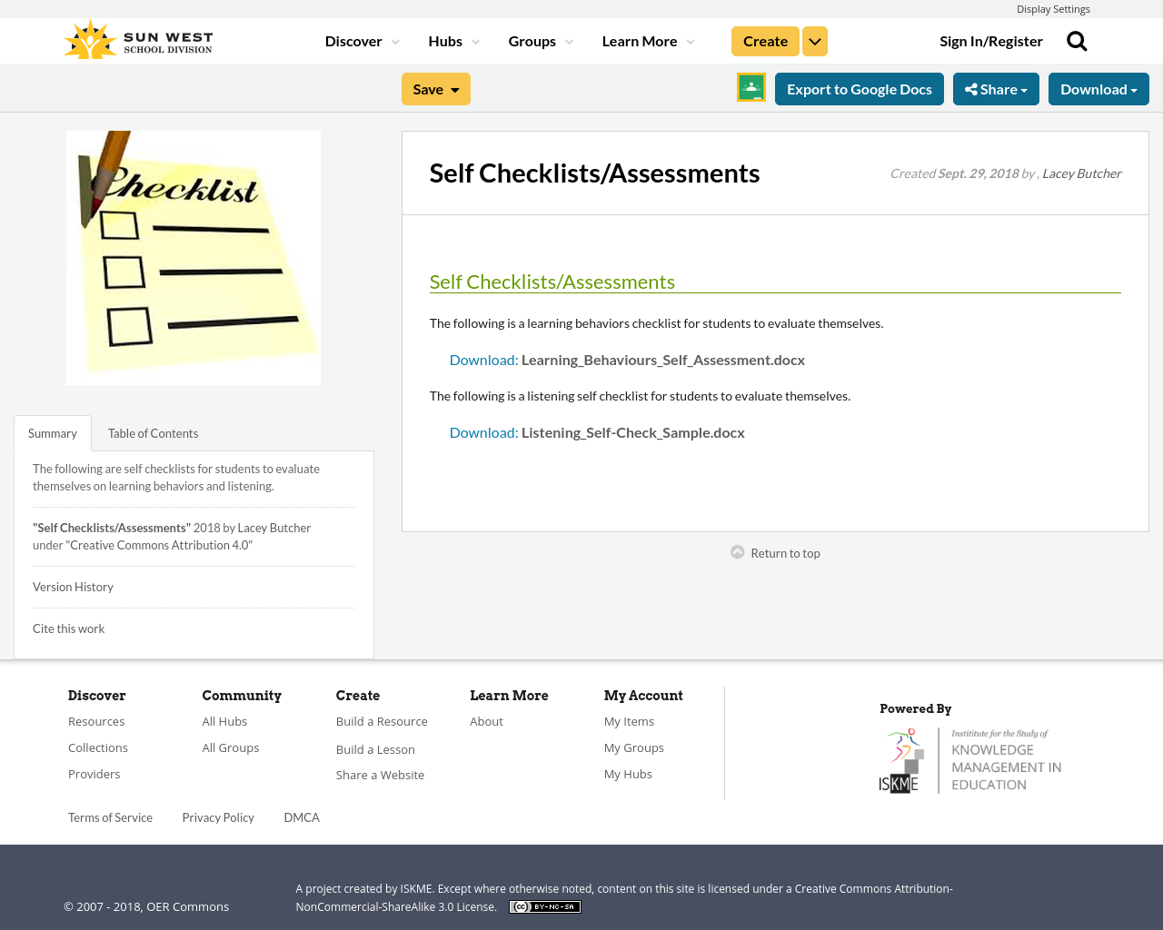 Self Checklists/Assessments | Resource Bank