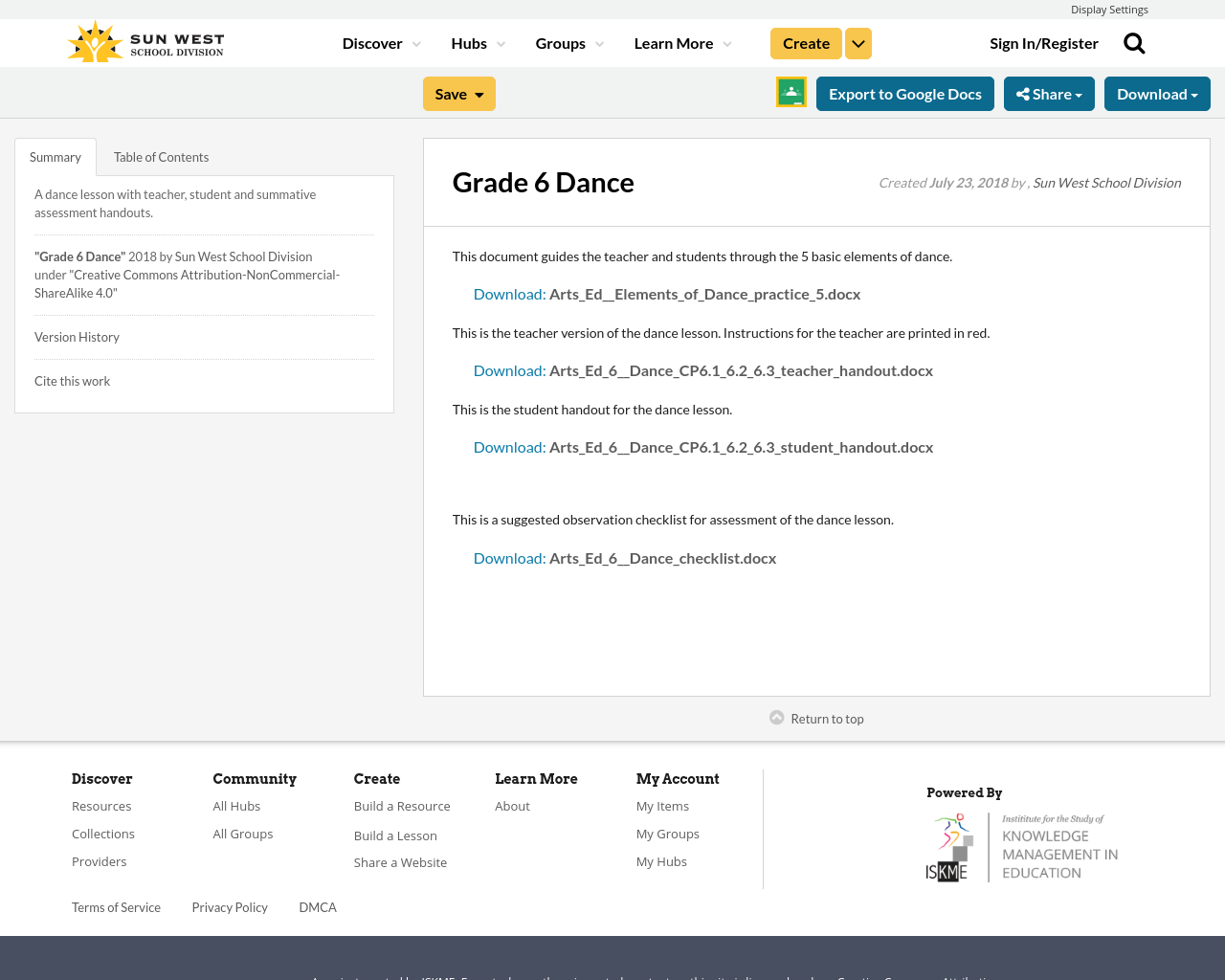 Grade 6 Dance | Resource Bank