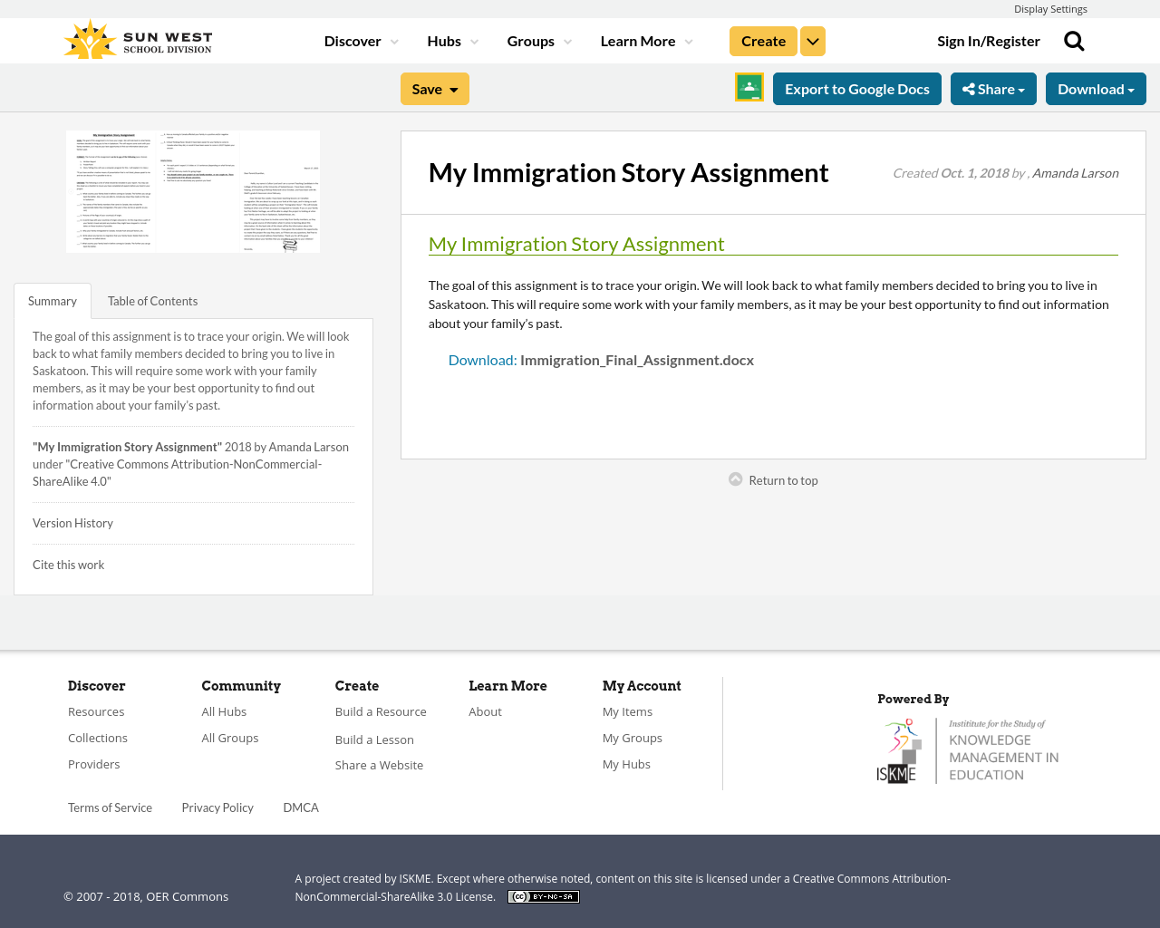 My Immigration Story Assignment | Resource Bank