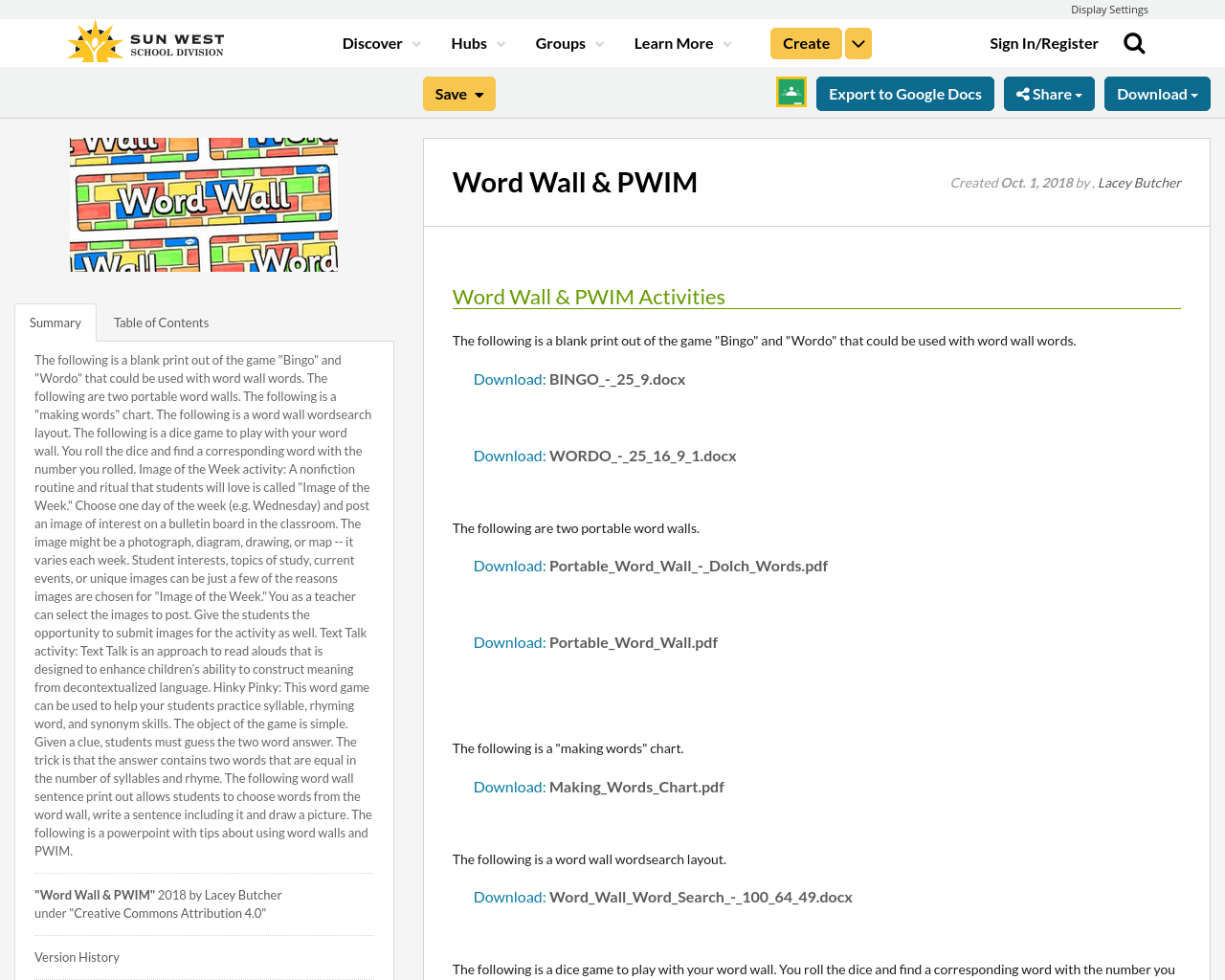 Word Wall & PWIM | Resource Bank