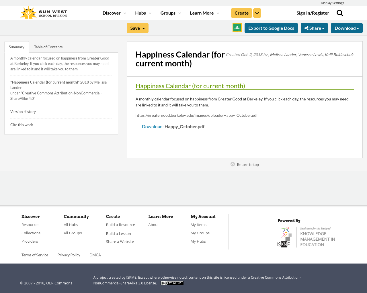 Happiness Calendar - Optimistic October | Resource Bank