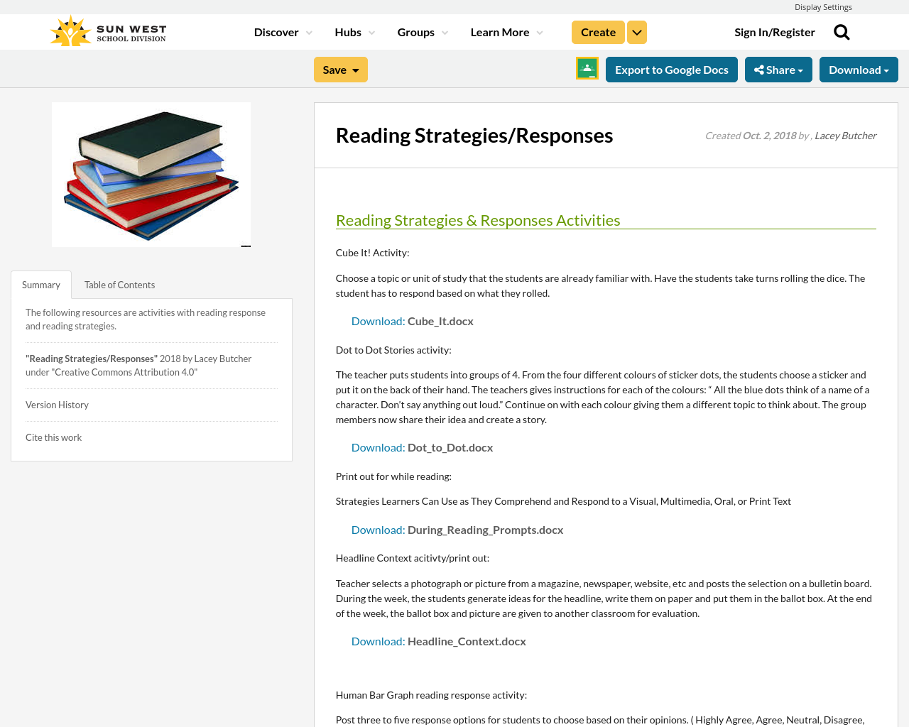 Reading Strategies/Responses | Resource Bank