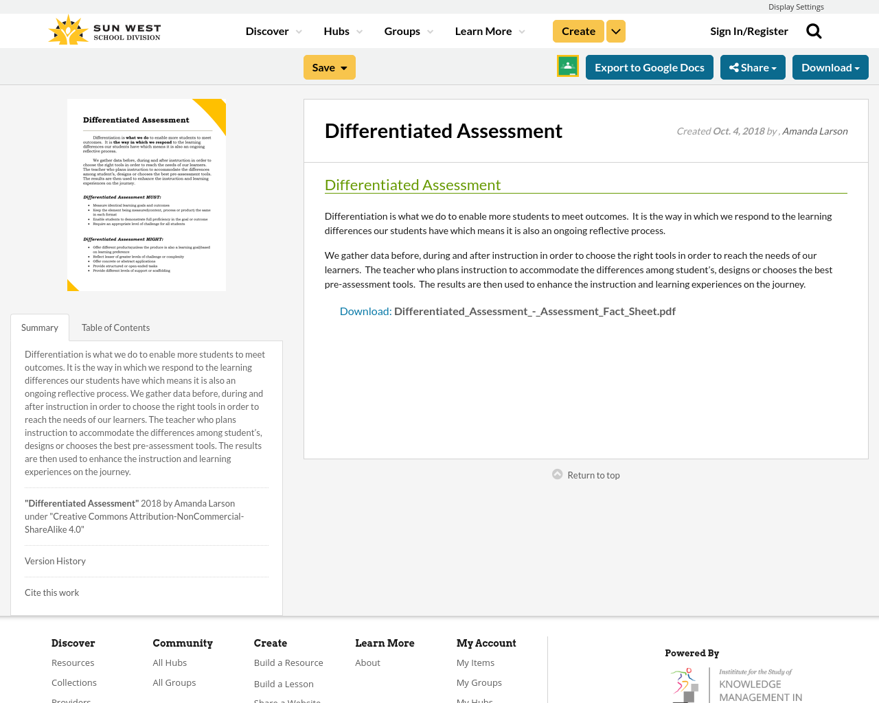 Differentiated Assessment | Resource Bank