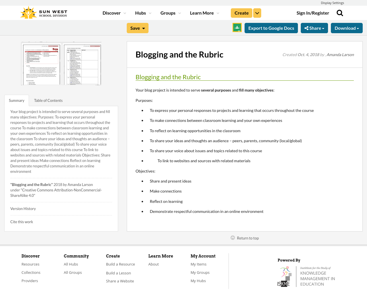 Blogging and the Rubric | Resource Bank