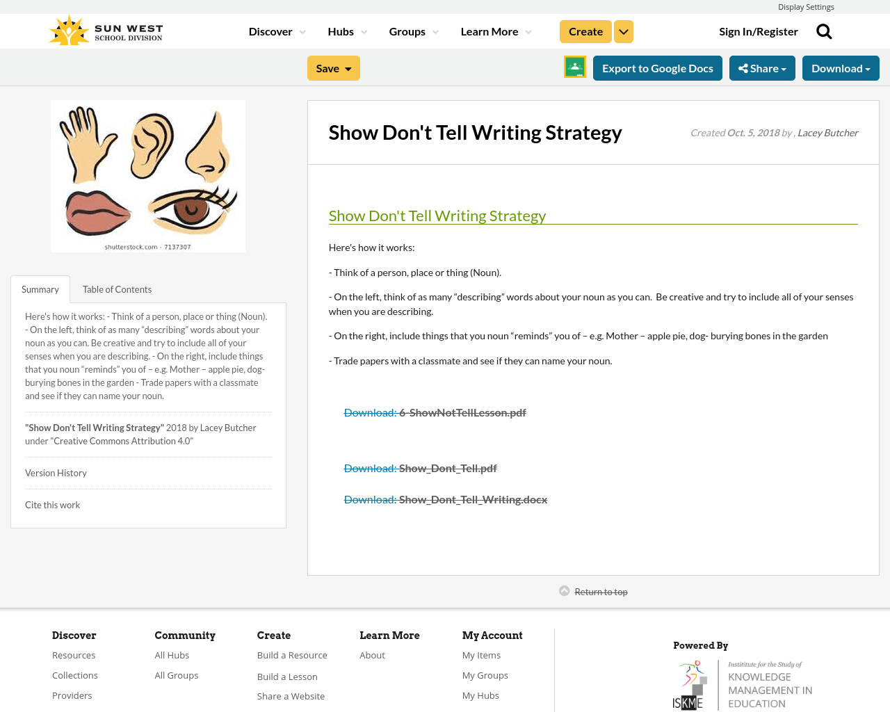 Show Don't Tell Writing Strategy | Resource Bank