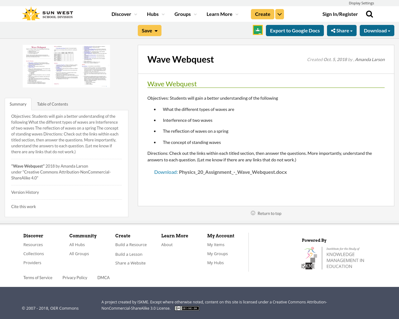 Wave Webquest | Resource Bank