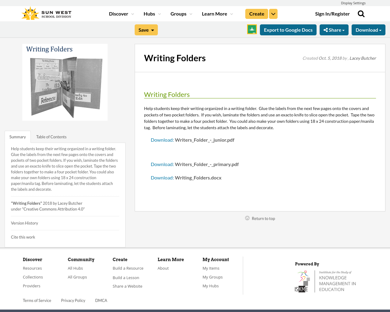 Writing Folders | Resource Bank