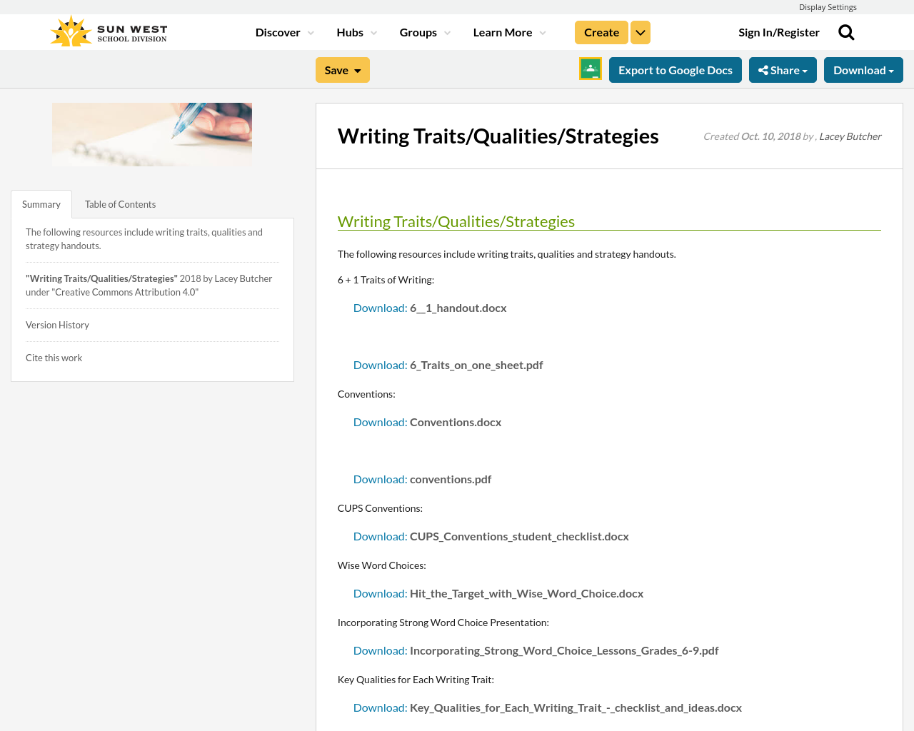 Writing Traits/Qualities/Strategies | Resource Bank